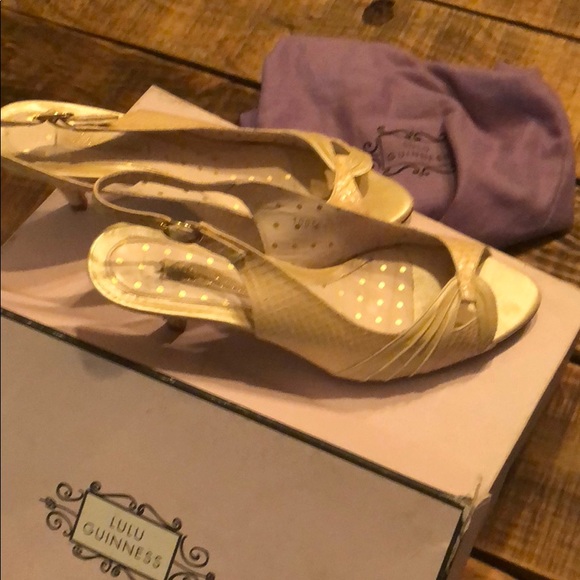 Lulu Guinness | Shoes | Lulu Guinness Bone Color Snake Skin Open Toe ...